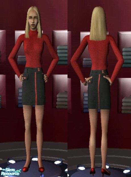 The Sims Resource - Red and Black Fall Outfit