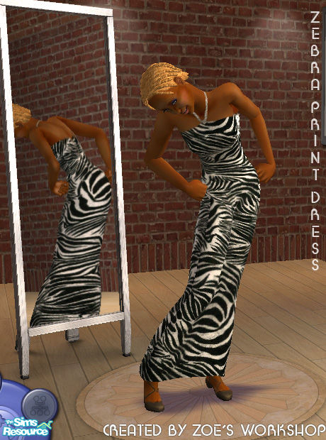 The Sims Resource | Zebra print dress