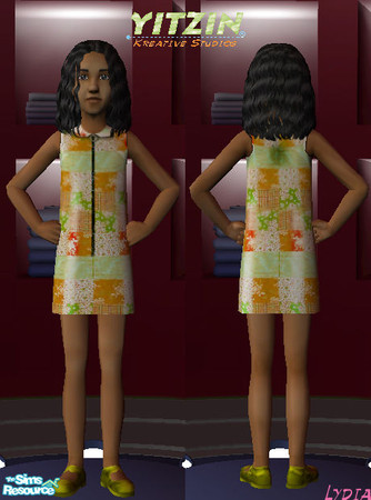 The Sims Resource - Yellow patchwork dress