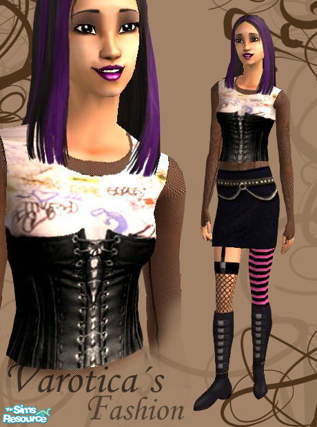 The Sims Resource | Gothic ~ Amy Lee Shirt/Corset