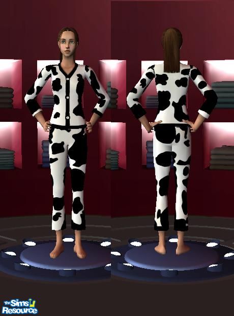The Sims Resource | Cow Print Pajamas