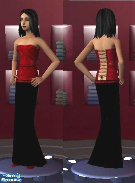 The Sims Resource - Black and red dress by Sabine