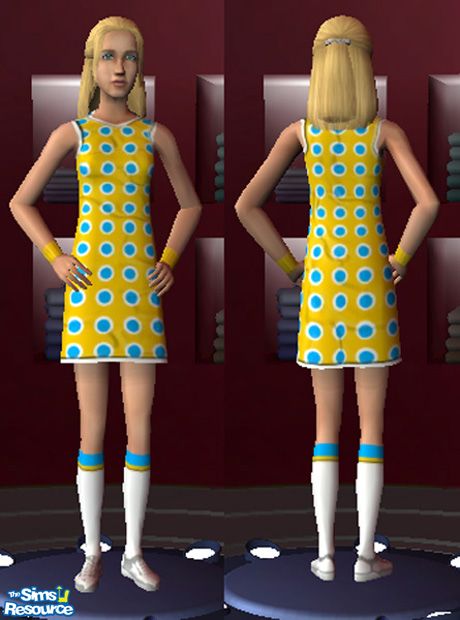 The Sims Resource | Yellow Retro Dress