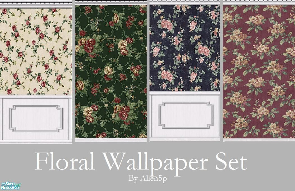 The Sims Resource - Floral Wallpaper Set