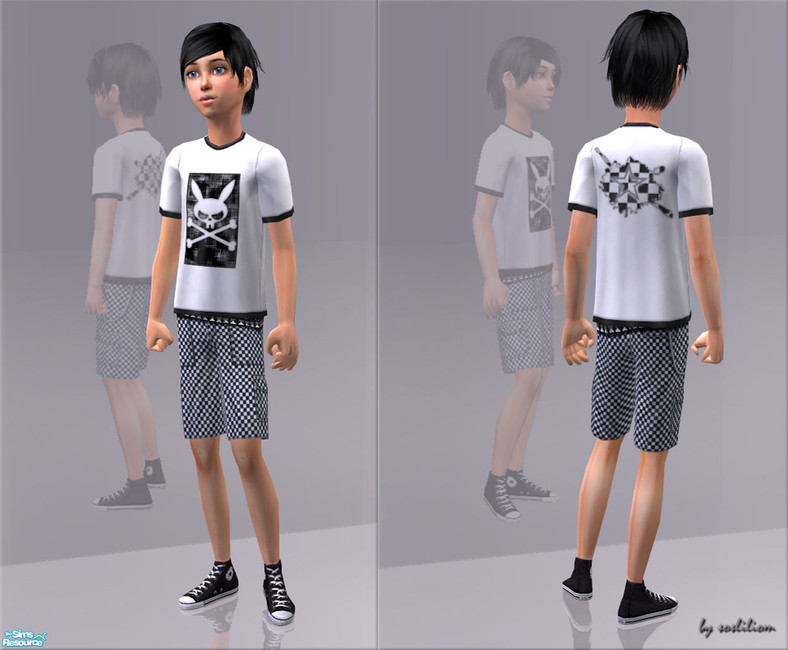 The Sims Resource - Outfits With Converse - For The Boys (Black Converse)