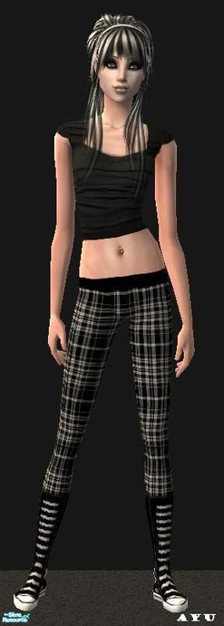 The Sims Resource - Skinny WithT-Shirt Black