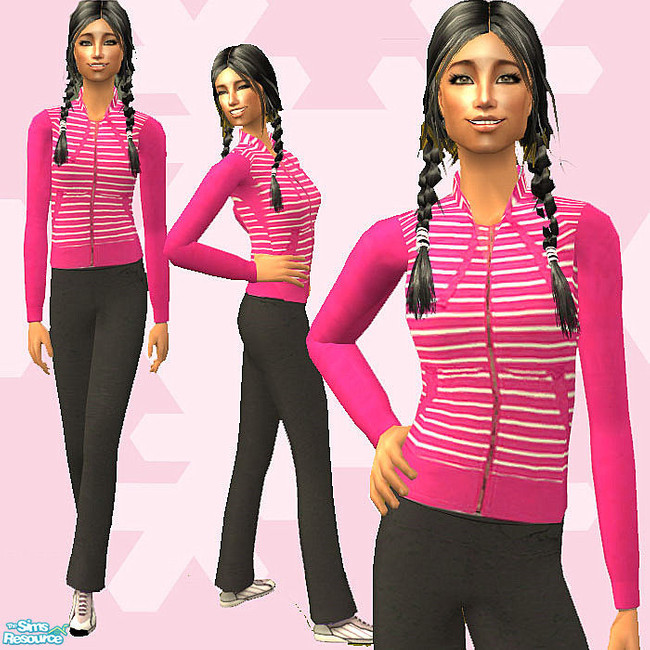 The Sims Resource - Pink Striped Sweats