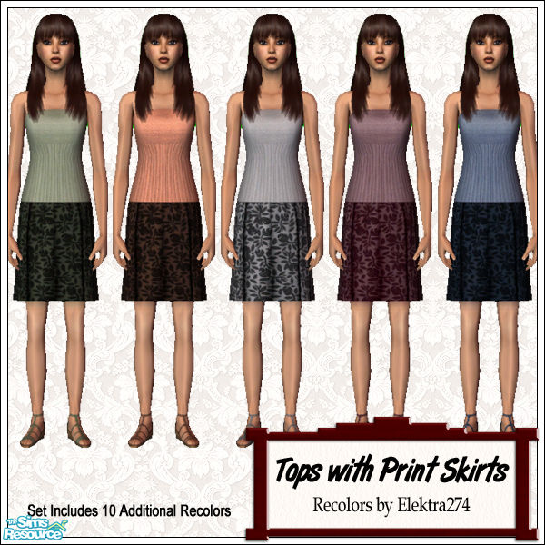 The Sims Resource | Knit Tops and Print Skirts