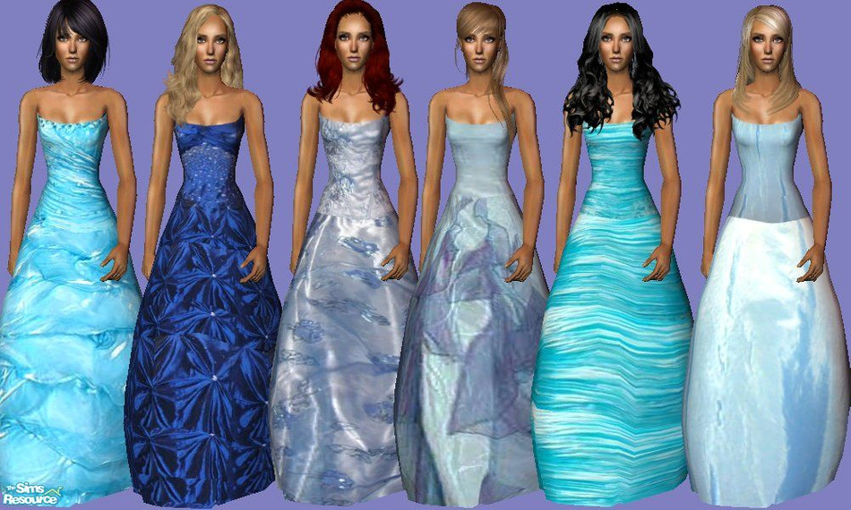 The Sims Resource - Blue Ball Gowns