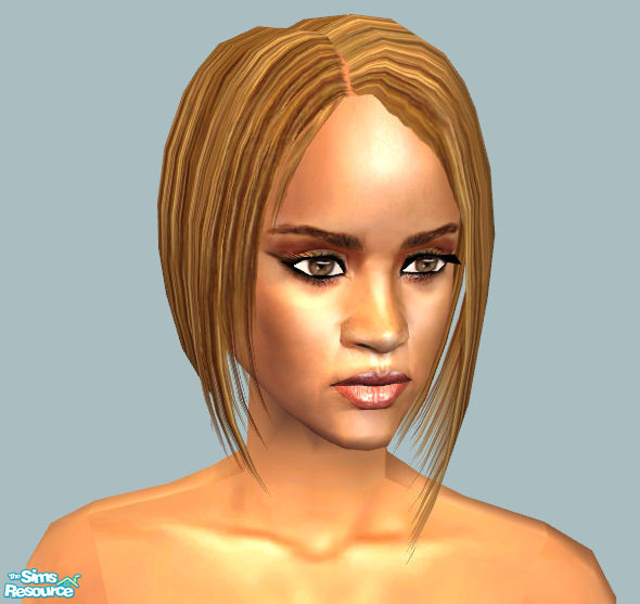 The Sims Resource - Rihanna hair style - 47764963 Brownhair2