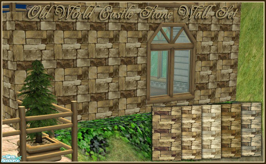 The Sims Resource - Old World Castle Stone Wall Set
