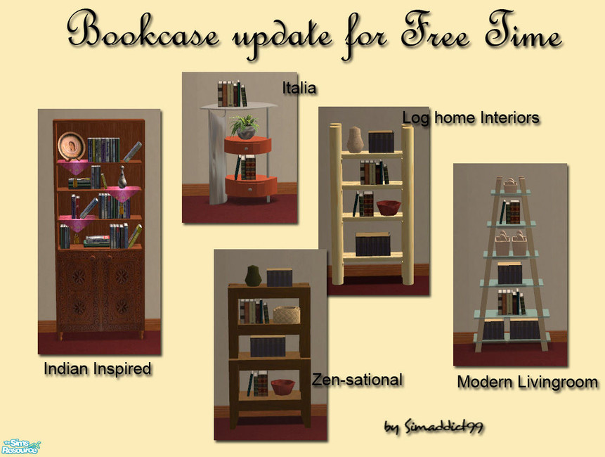 The Sims Resource - Bookcase update for Free Time