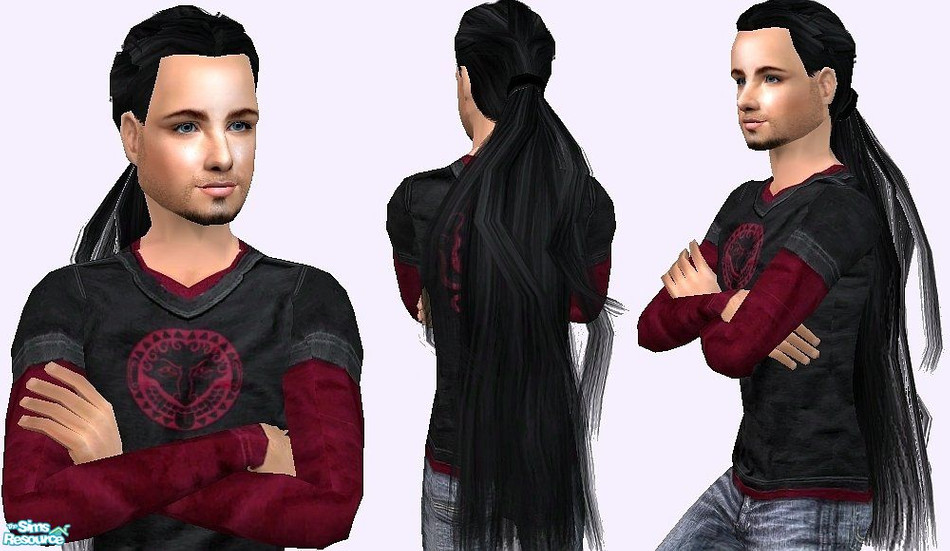 The Sims Resource - ~AXE MAN~ Long Hair for Sim Guys - Black
